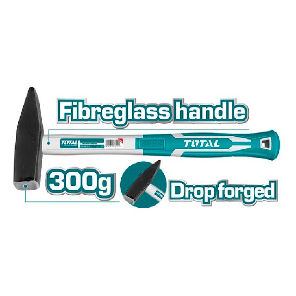 Machinist Hammer 300g TPR Grip Handle, TOTAL TOOLS | Altiven Power Tools